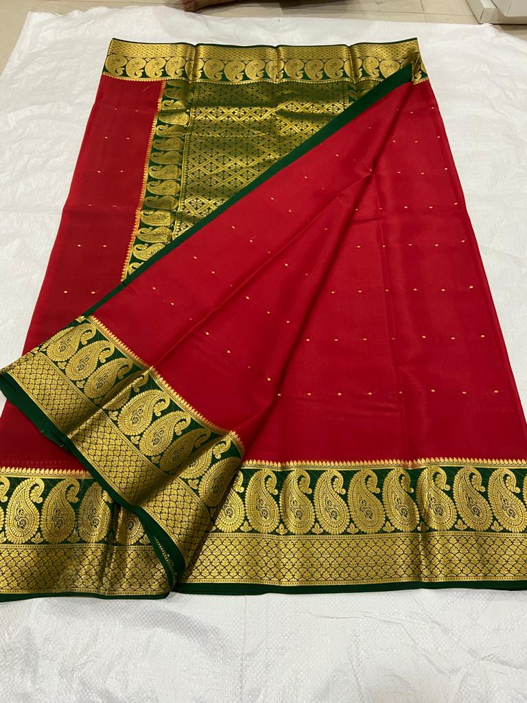 Mango Border Mysore Silk Sarees – UFlaunt Apparels Pvt. Ltd.