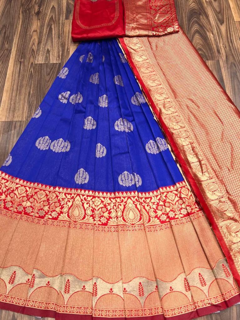 Kanjivaram Silk Half Saree Material | Traditional Elegance Redefined ...