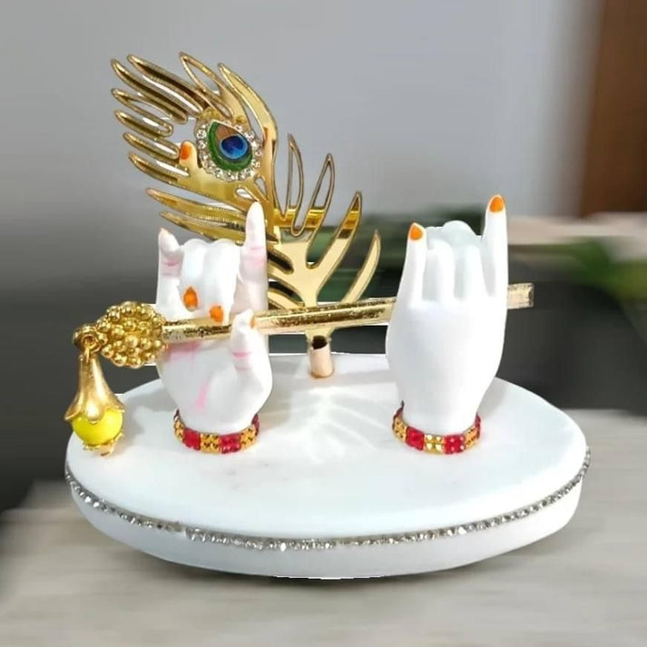 Elegant Lord Krishna Hands with Flute & Peacock Feather – UFlaunt ...